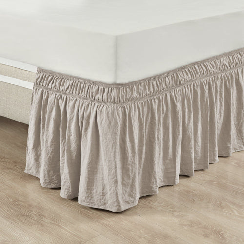 Ruched Ruffle Elastic Easy Wrap Around Bed Skirt - Queen/King/Cal King ...