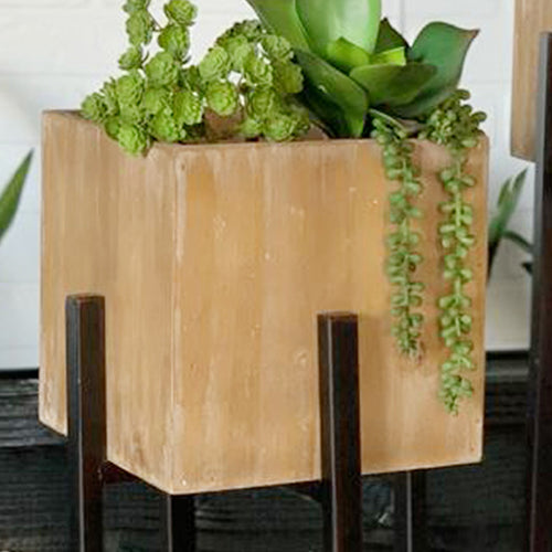 Wooden Cube Planters on Stands - Decor Steals