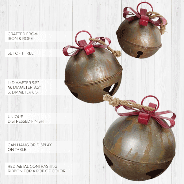 Rusted Finish Christmas Bells - Decor Steals