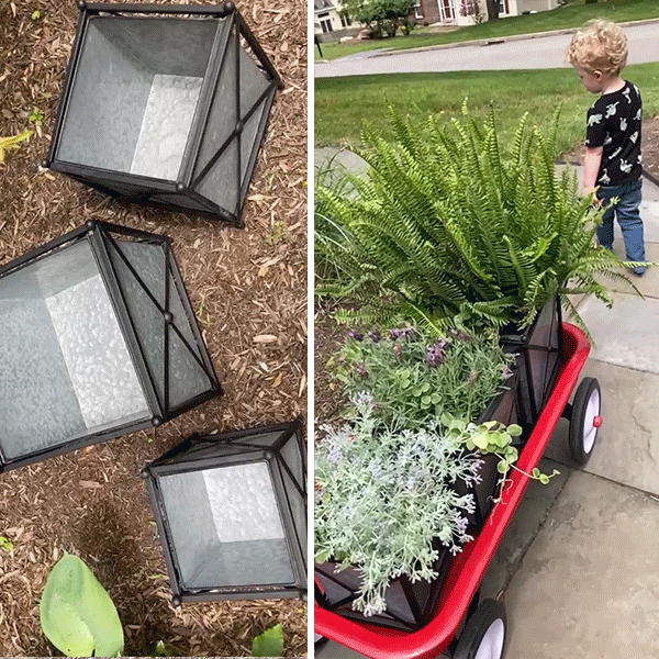 Galvanized Metal Cross Frame Planters, Set of 3 - Decor Steals