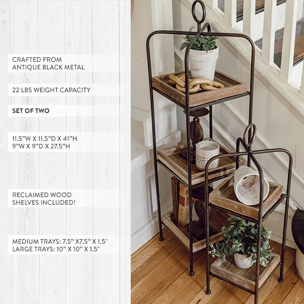 Tall Reclaimed Wood Tiered Stands - Decor Steals