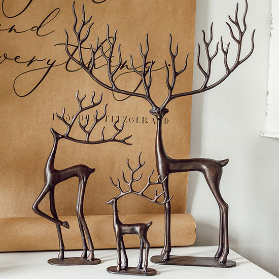 Handcrafted Bronze Merry Reindeer, Set of 3 - Decor Steals