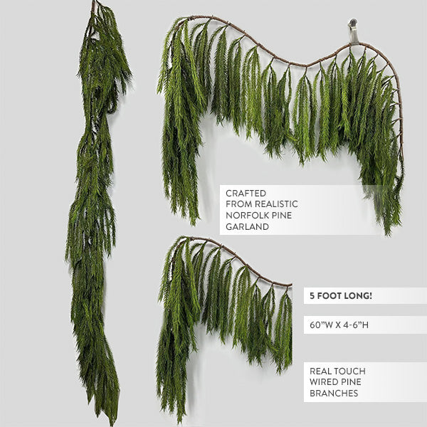 Real Touch 5 Foot Norfolk Pine Garland - Decor Steals