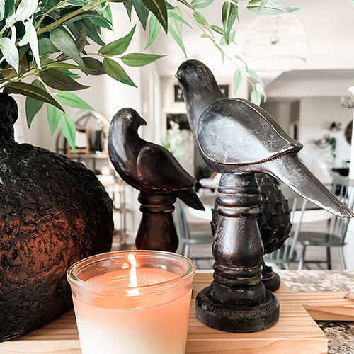 LARGE Wooden Raven Statues, Set of Two - Decor Steals