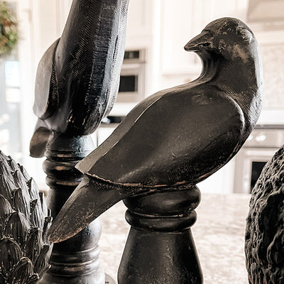 LARGE Wooden Raven Statues, Set of Two - Decor Steals