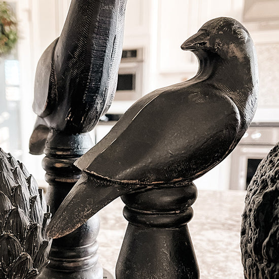 LARGE Wooden Raven Statues, Set of Two - Decor Steals