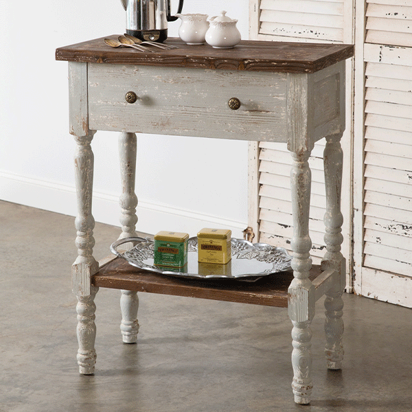 Antiqued Finish Wooden High Table - Decor Steals