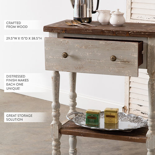 Antiqued Finish Wooden High Table - Decor Steals
