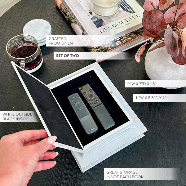 Linen Storage Book Boxes, Set of Two - Decor Steals