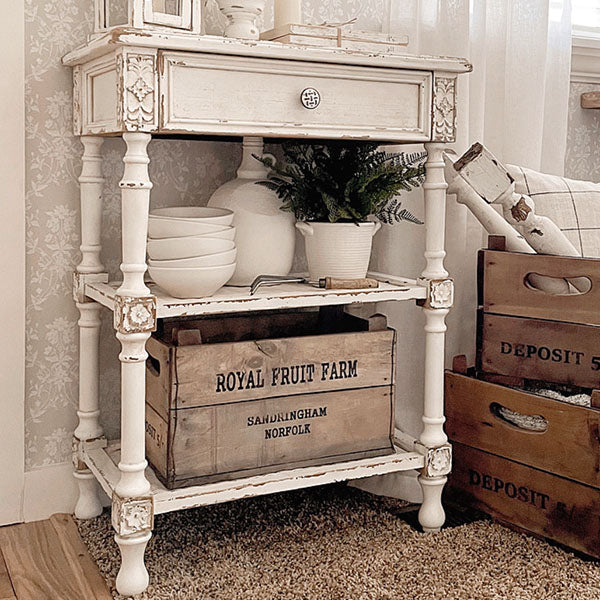 Distressed Cottagecore Side Table - Decor Steals