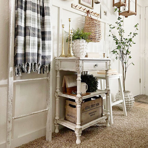 Distressed Cottagecore Side Table - Decor Steals