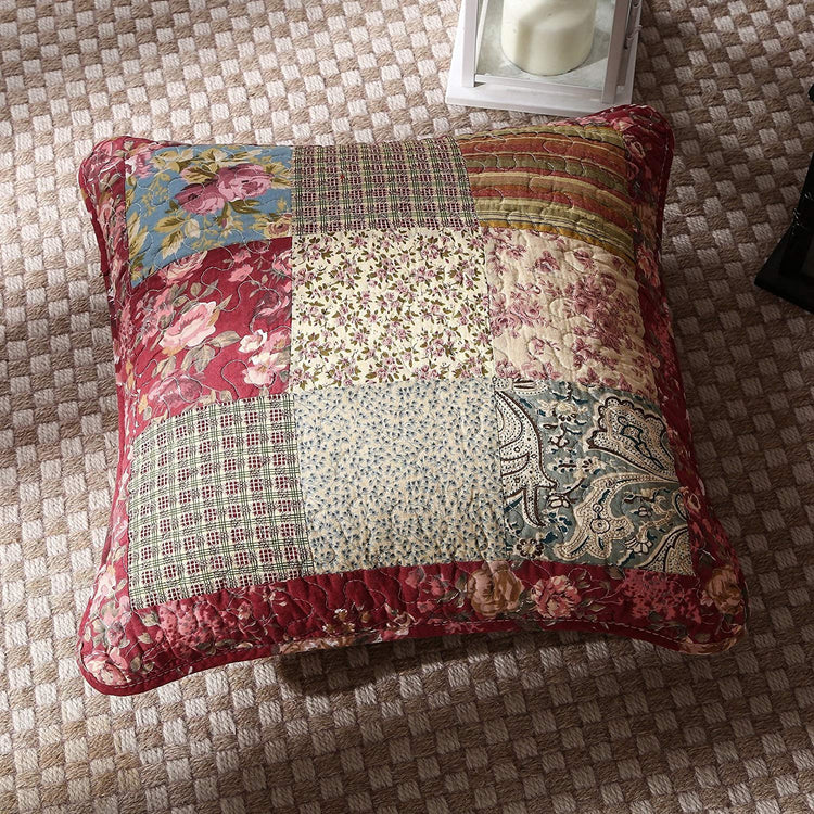 Cotton Patchwork Beige Burgundy Paisley Floral Fairy Tale Tea Party Cu ...