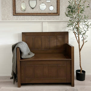 High Back Wooden Bench with Storage - Default Title - Decor Steals