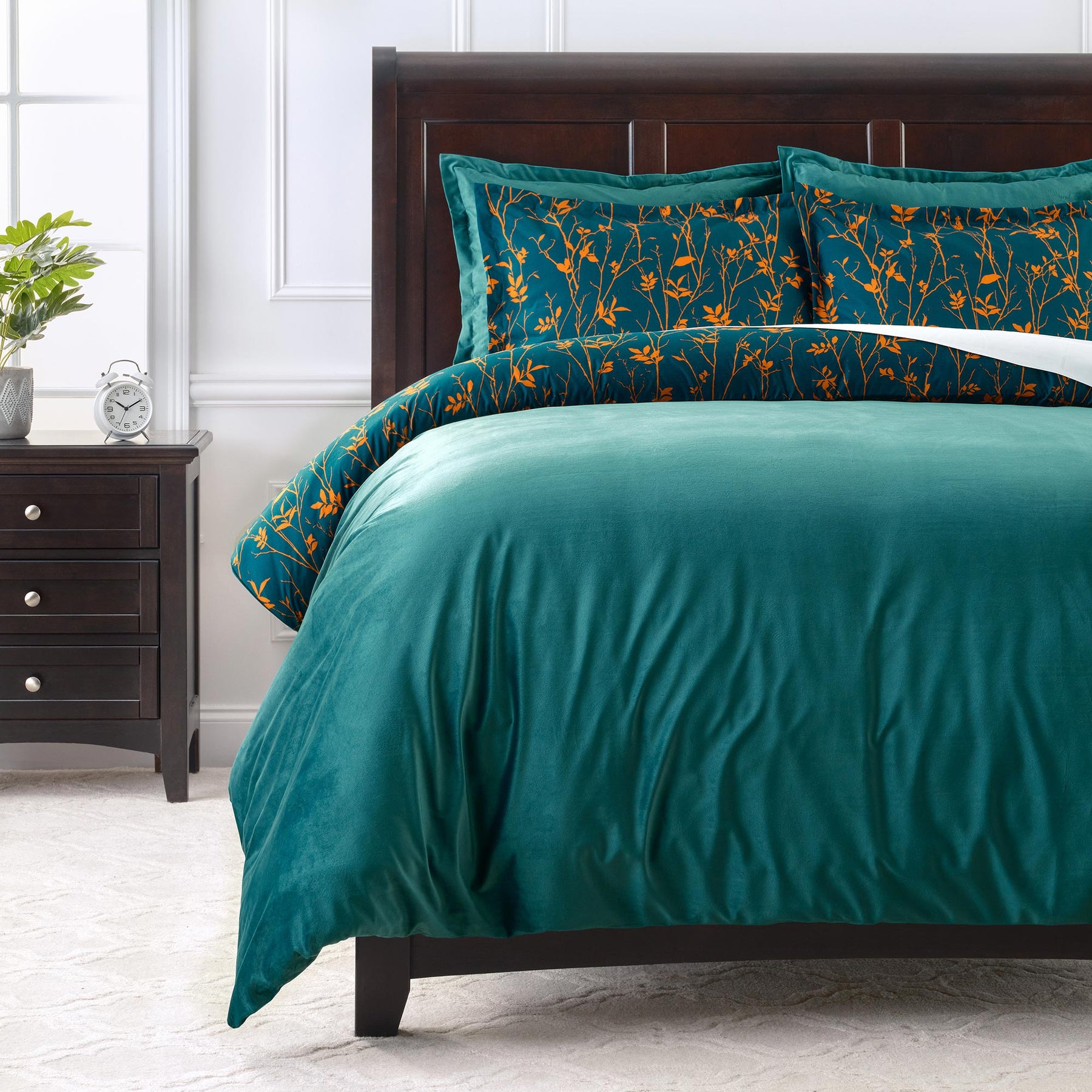 5-Piece Bramble Reversible Velvet Duvet Cover Set - Decor Steals