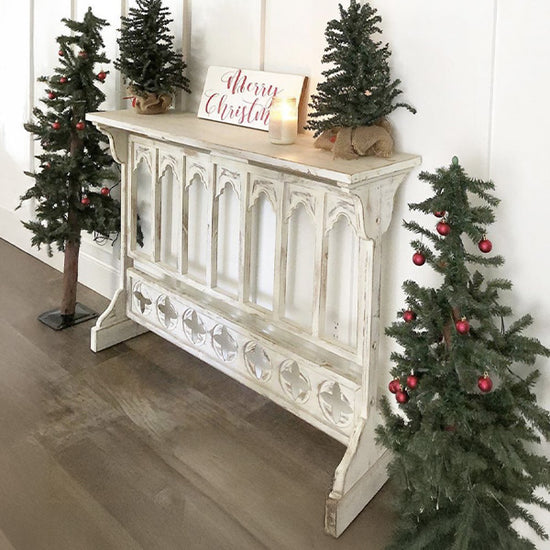 Distressed White Cathedral Arched Console Table - Decor Steals