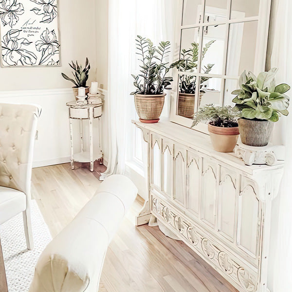 Distressed White Cathedral Arched Console Table - Decor Steals