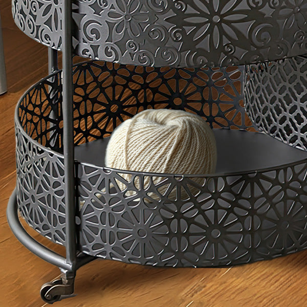 5 Tier Expandable Metal Round Side Table with Wheels - Decor Steals