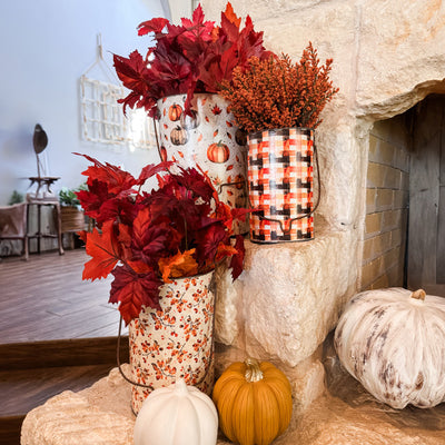 Tall Fall Floral Patterned Metal Buckets, Set of 3 - Default Title ...