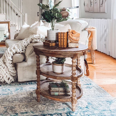 French Cane Shelf Side Table - Decor Steals