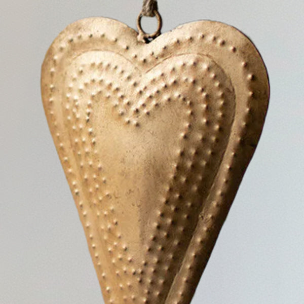 Large Antique Brass Metal Hearts, Set of 2 - Decor Steals