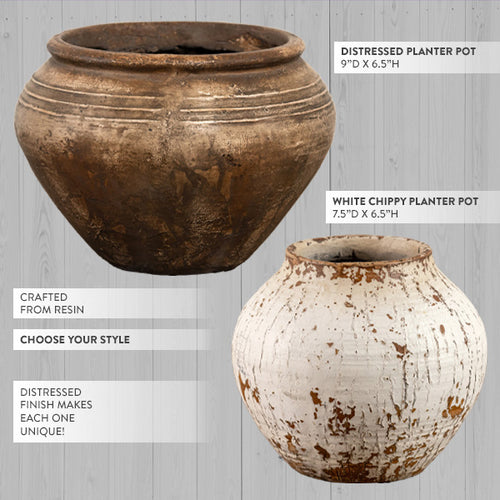 Distressed Farmhouse Planter Pot - Decor Steals