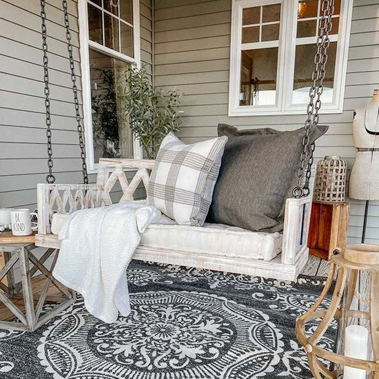 Wooden Porch Swing | Whitewashed Porch Swing - Decor Steals