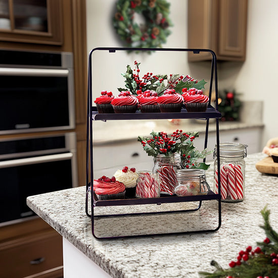 Two Tiered Black Metal Tabletop Display Rack - Decor Steals