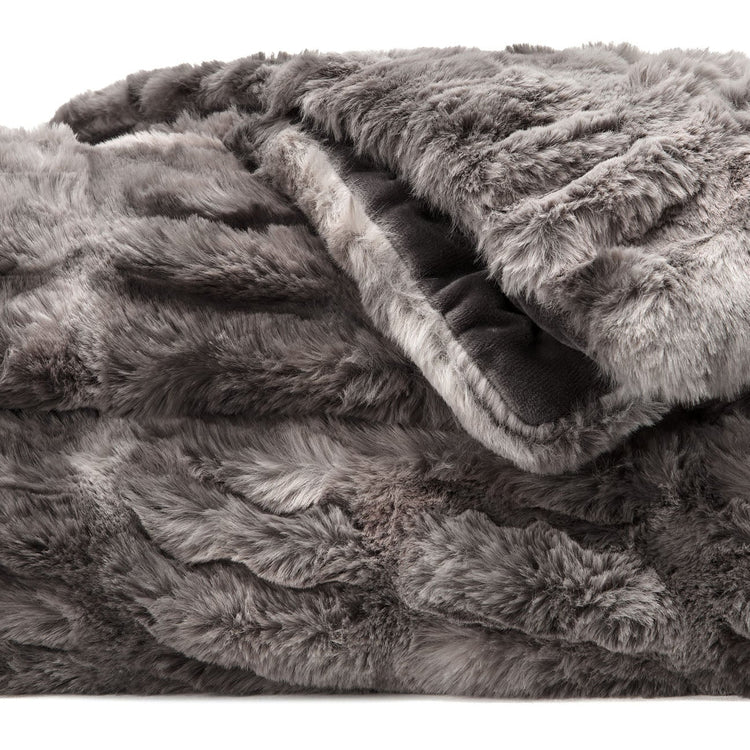 Ruched Faux Fur Throw Blanket - Decor Steals