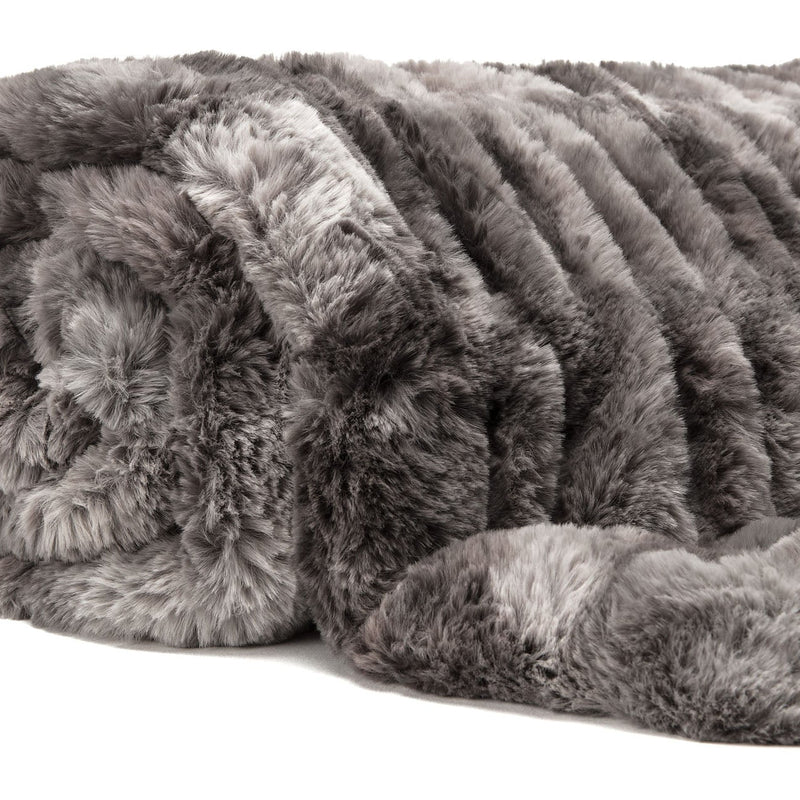 Ruched Faux Fur Throw Blanket - Decor Steals