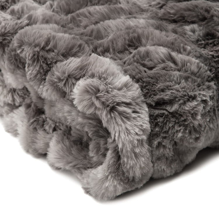 Ruched Faux Fur Throw Blanket - Decor Steals