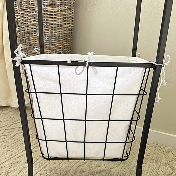 Multiuse Iron Rolling Side Table With Basket - Decor Steals
