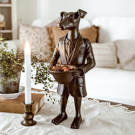 Bronze Handsome Standing Dog Bowl | Dapper Critters Collection ...