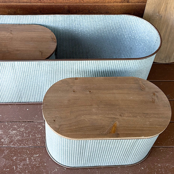 Nestable Galvanized Metal Storage Bench - Decor Steals