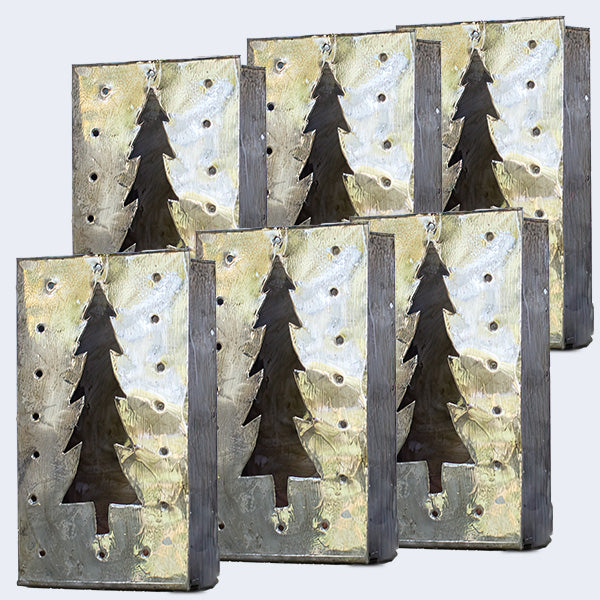 Tin Bag Christmas Tree Luminaries, Set of 6 - Decor Steals