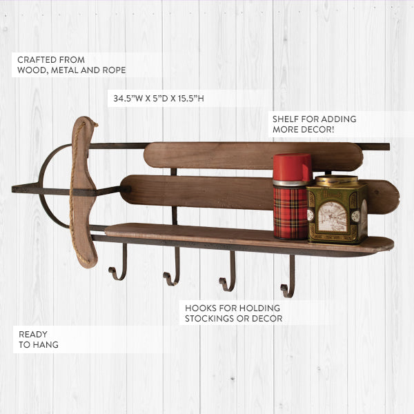 Wooden Sled Shelf - Decor Steals