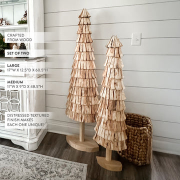 Oversized Fir Wood Petal Christmas Trees, Set of Two - Default Title ...