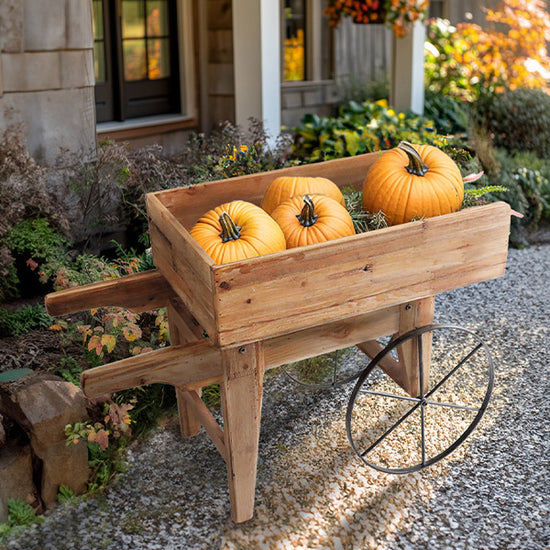 Wooden Wheelbarrow Decor - Decor Steals