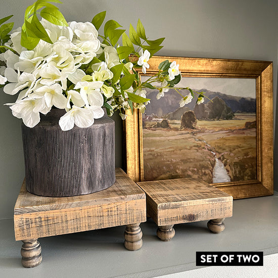 Distressed Footed Wooden Risers, Set of 2 - Default Title - Decor Steals