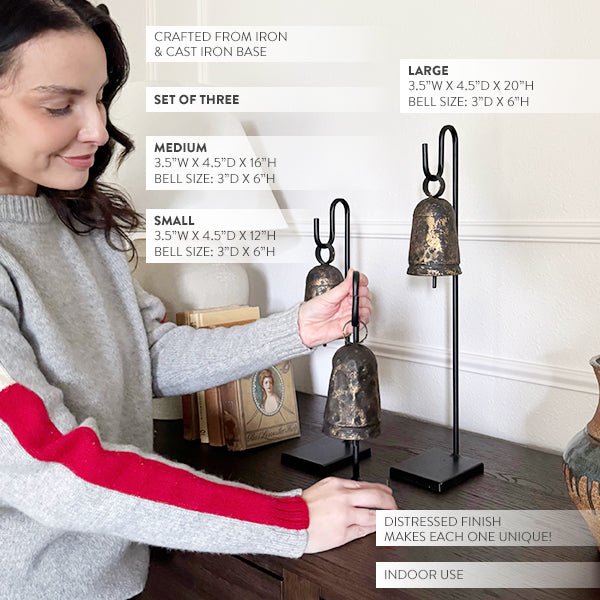 Gilded Distressed Hanging Bells, Set of 3 - Decor Steals