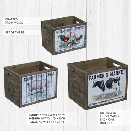 Rustic Farm Fresh Wooden Crates - Default Title - Decor Steals