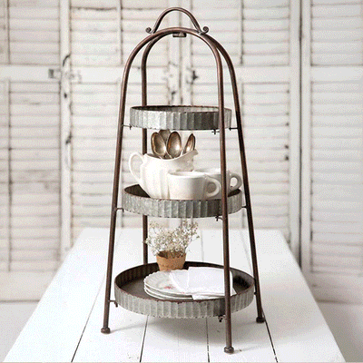 Three Tiered Round Display Stand - Vintage Farmhouse - Default Title ...