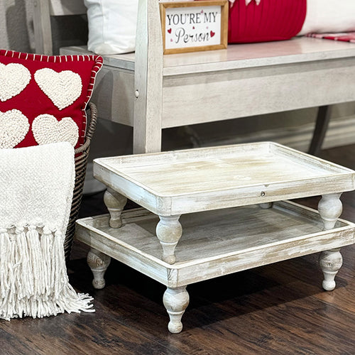 Distressed Wood Trays with Turned Legs, Set of 2 - Decor Steals