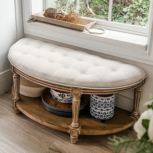 Semi-Circular Bench with Shelf - Decor Steals