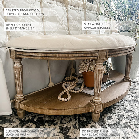 Semi-Circular Bench with Shelf - Decor Steals