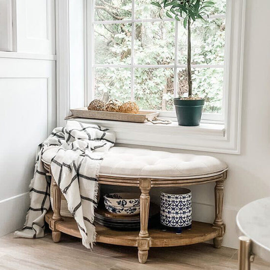 Semi-Circular Bench with Shelf - Decor Steals