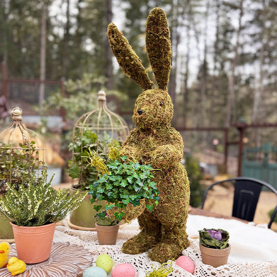 Mossy Standing Easter Bunny with Basket - Default Title - Decor Steals