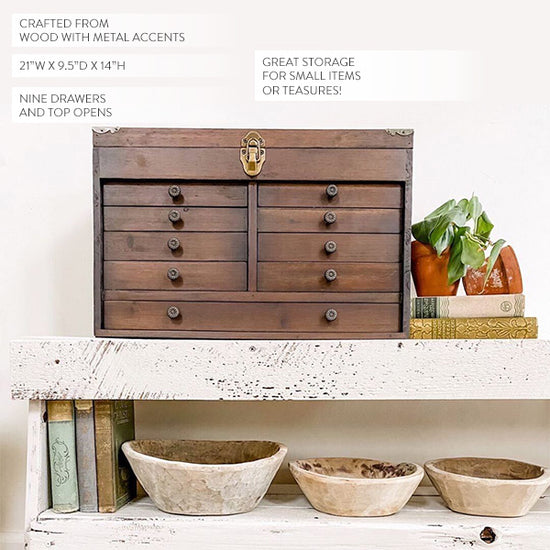 Machinist Chest | Wood Machinist Chest - Decor Steals