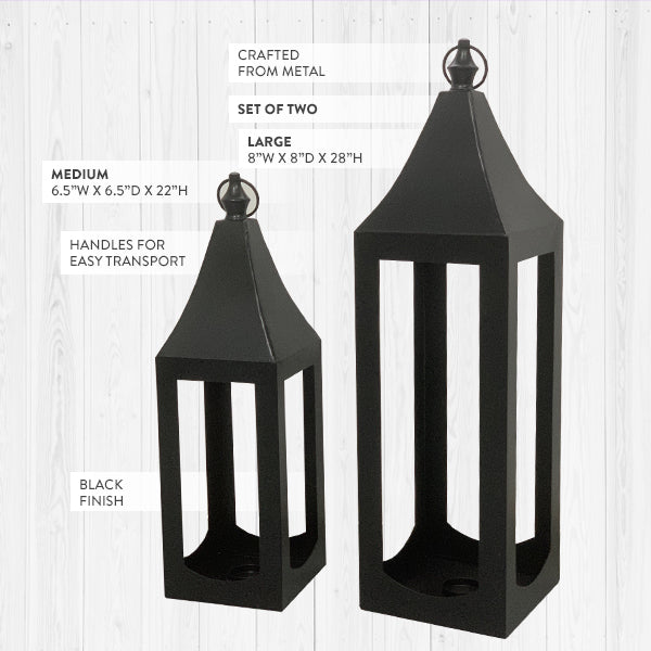 Modern Black Metal Lanterns - Decor Steals