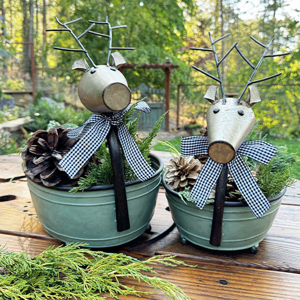 Galvanized Reindeer Buckets - Decor Steals