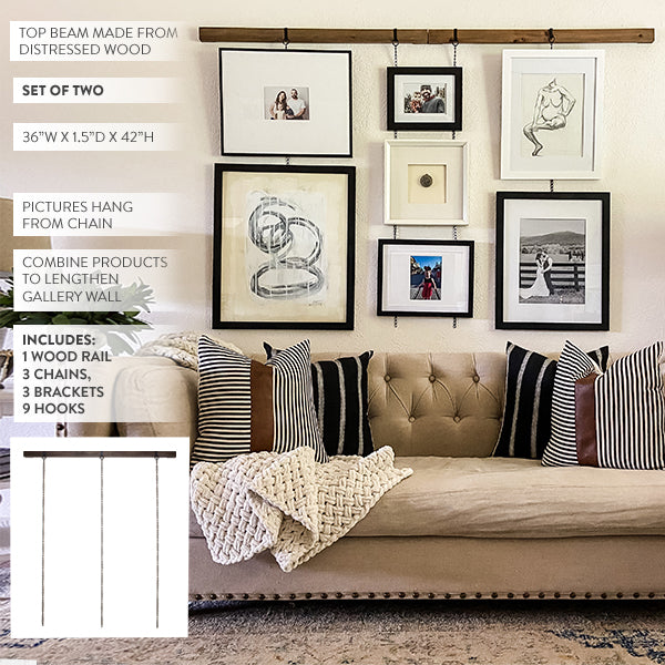 DIY Hanging Gallery Wall Rail, Set of 2 - Decor Steals